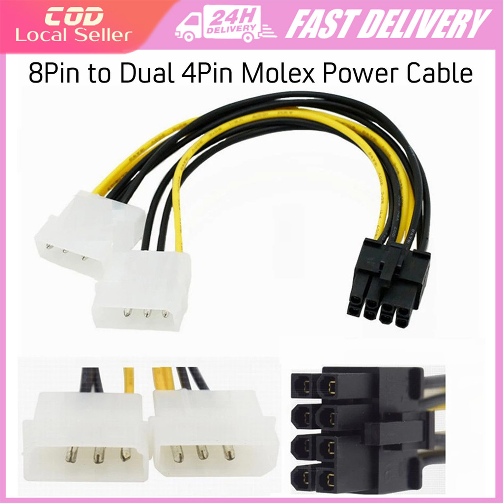 Converter Cable Dual 4 Pin To 8Pin Cpu Power Cable IDE Power Port ...