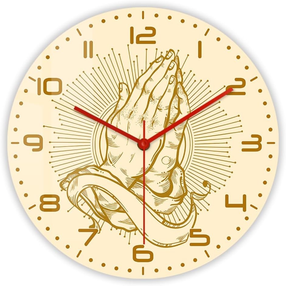 15 Inch Jesus Wall Clock, Hands Praying for God Religious Wall Clock ...