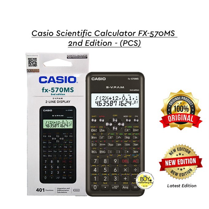Casio fx-570MS 2-LINE DISPLAY Scientific Calculator / Casio fx-570EX CLASSWIZ Scientific ...