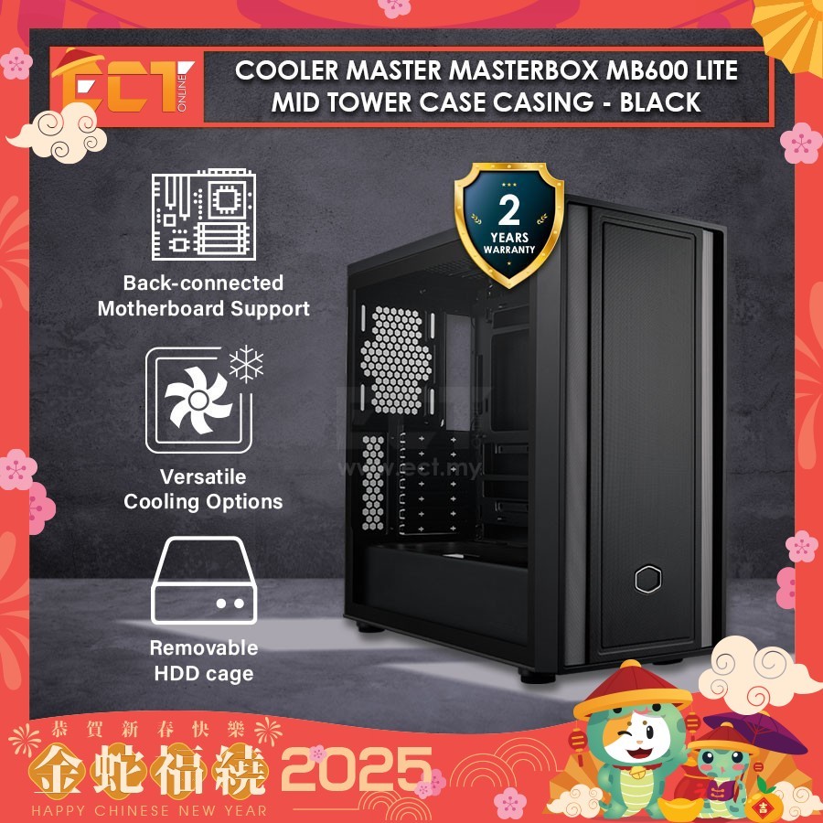 Cooler Master MasterBox MB600 Lite Mid Tower Case Casing (Black / White ...
