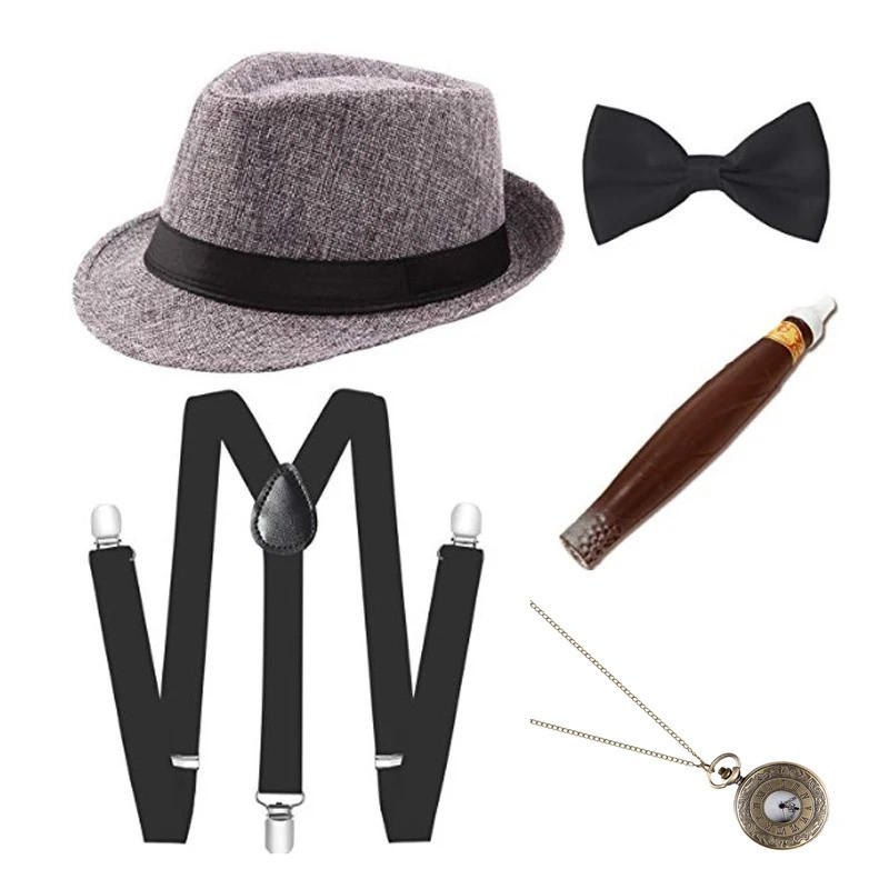 Set Aksesori Great Gatsby Lelaki 1920-an Mengaum 20-an 30-an Kostum ...
