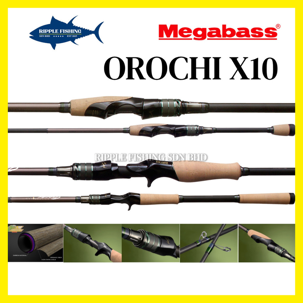 MEGABASS OROCHI X10 CASTING & SPINNING BASS ROD JAPAN PRODUCT (ORGANIC FIBER COMPOSITE BLANKS ...