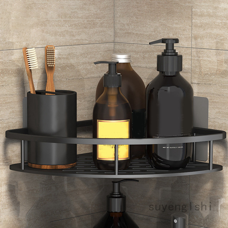 SYL Bathroom Corner Storage Wall Mounted Aluminum Shelf Drill-Free ...