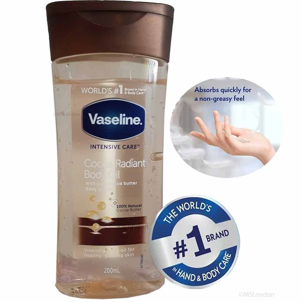 Vaseline Intensive Care Cocoa Radiation Body gel Oil 200ml | Shopee ...