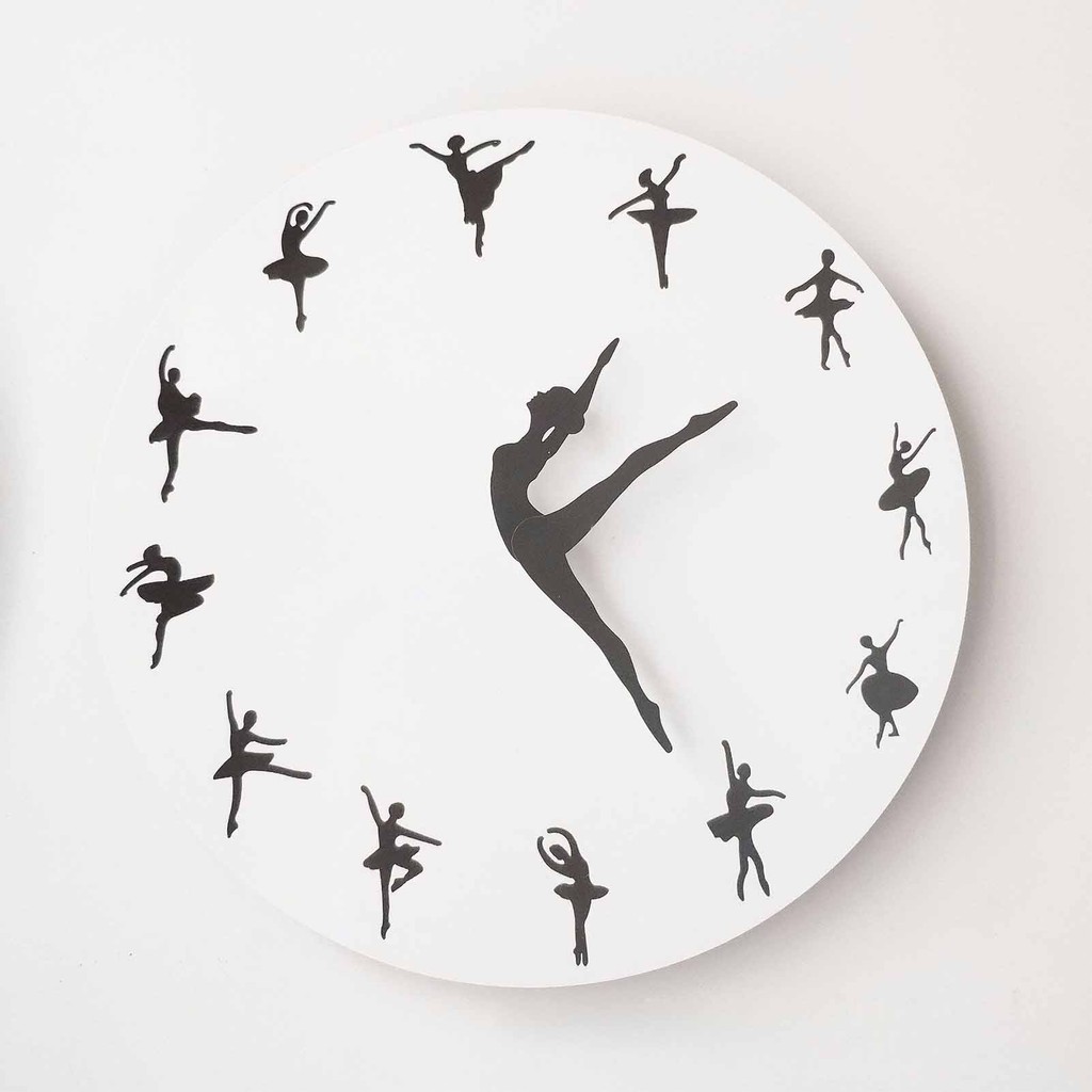 [EPAY] Ballerina Wall Clock Silent Acrylic Ballet Dancing Hanging Decor ...