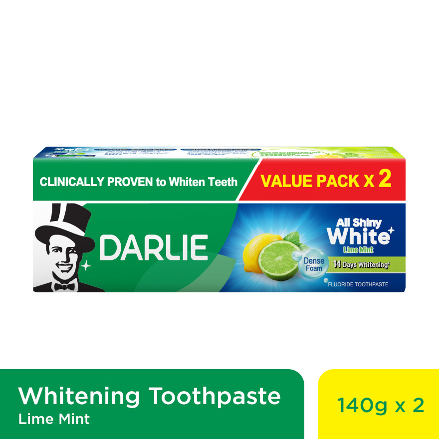 DARLIE Toothpaste All Shiny White Lime Mint 2X140g | Shopee Malaysia