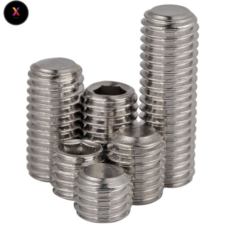 XS 25pcs M2/M3/M4/ M5/M6/M8 Stainless Steel Grub Screws Flat Point Hex ...