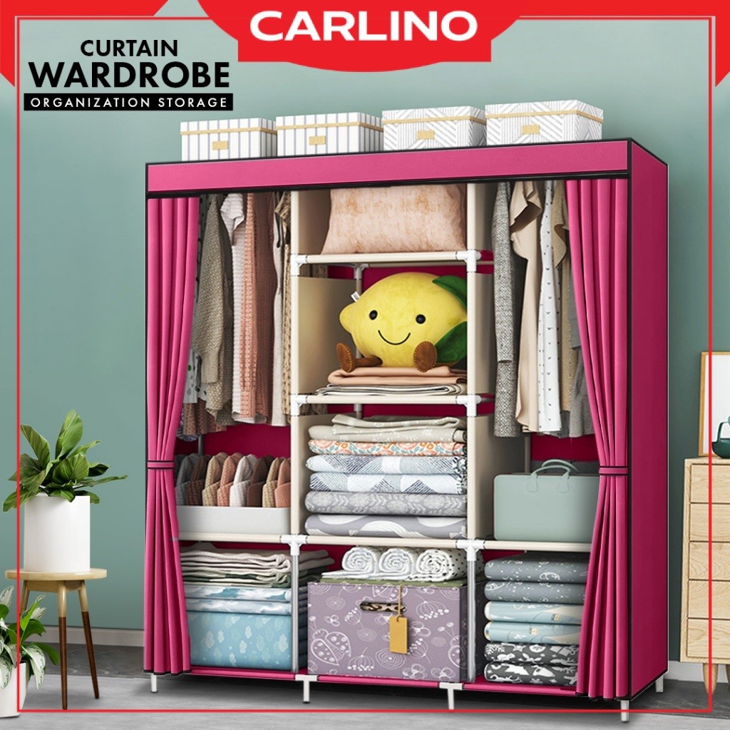 CARLINO:Curtain Wardrobe with drawer/almari baju murah/wardrobe/almari ...