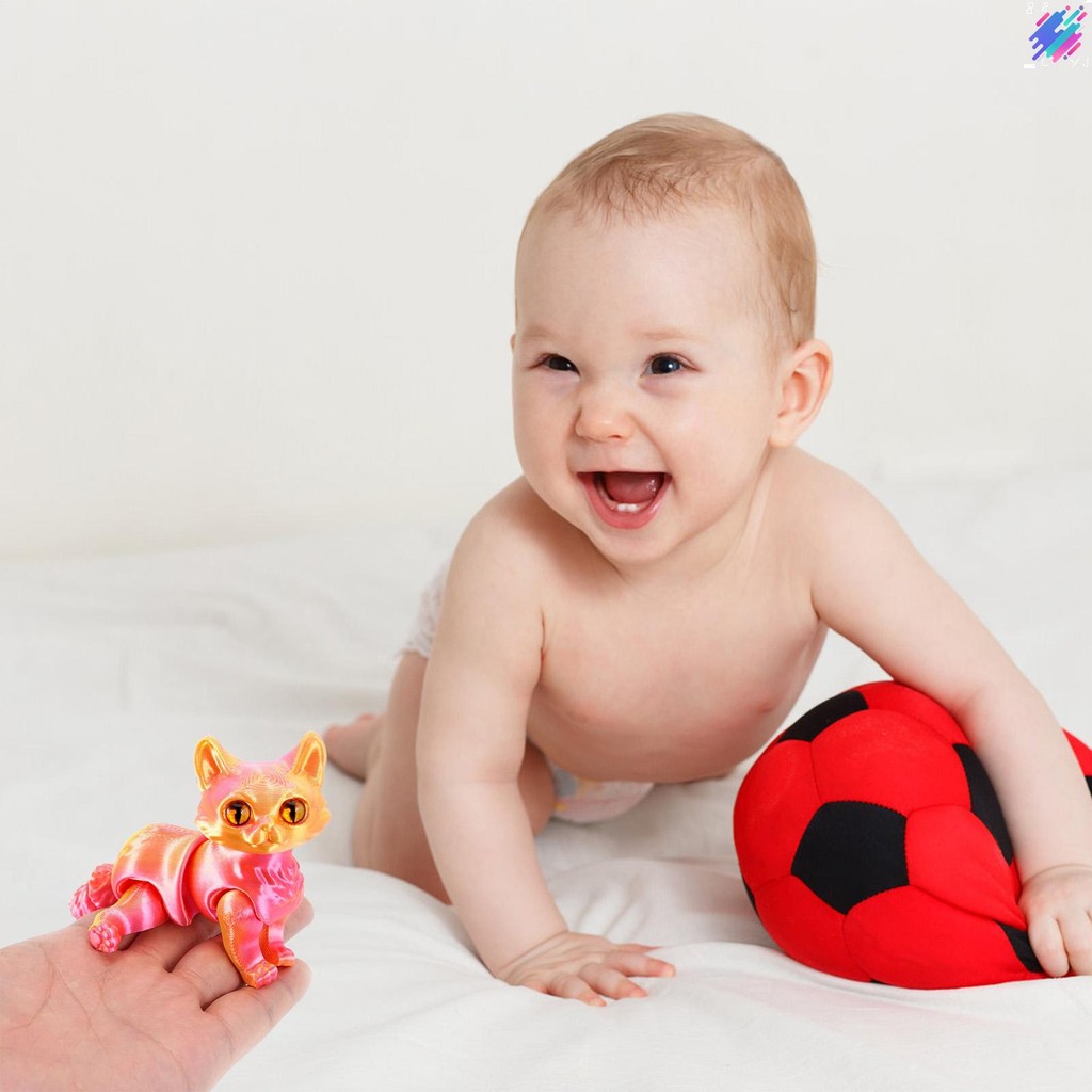 3D Printed Cat Animals Model Toy Desktop Pet Articulated Cat Figurine ...