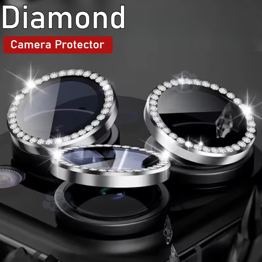 Metal Bling Diamond Camera Lens Protector for iPhone 16 15 14 13 12 11 ...