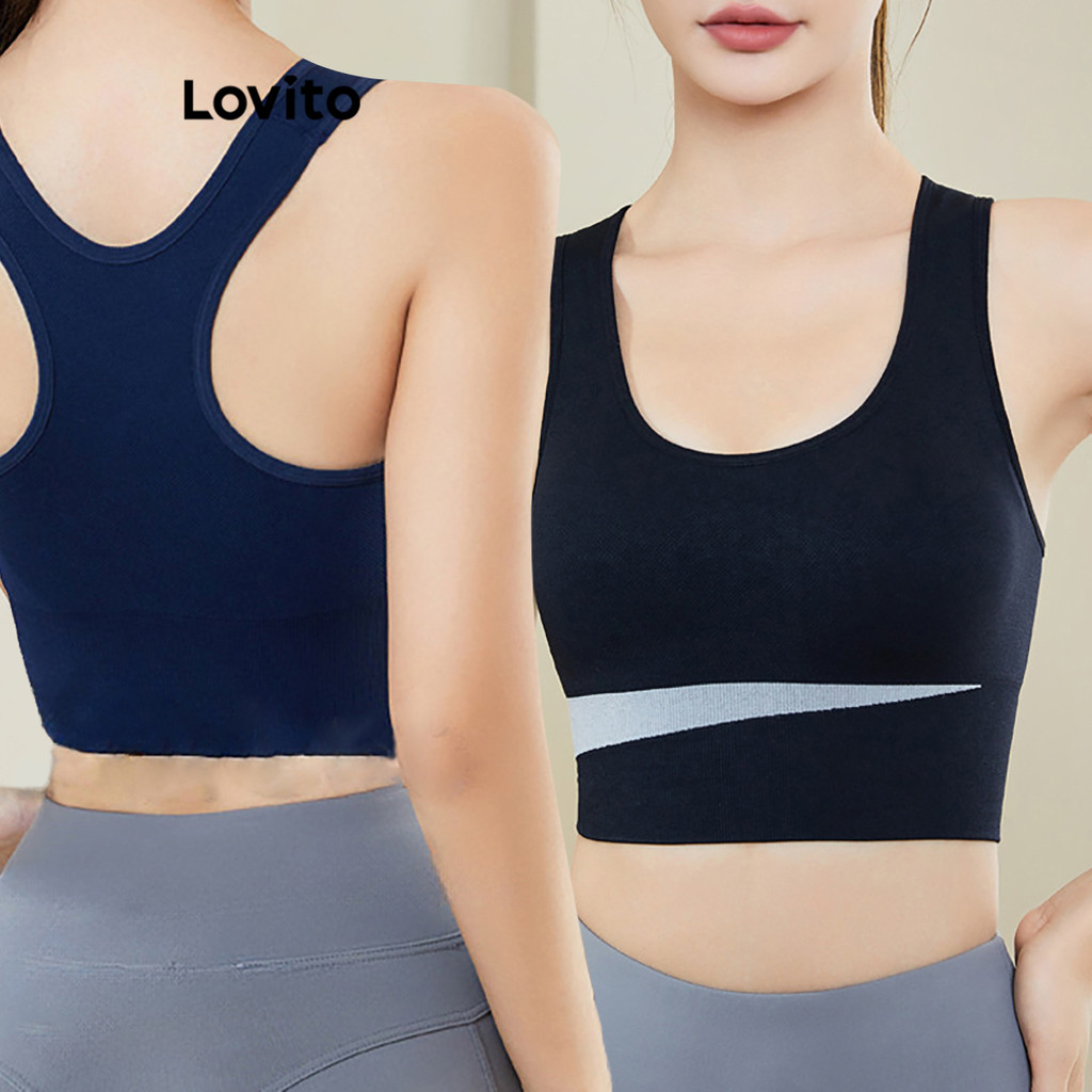 Lovito Sporty Patchwork Colorblock Sports Bra for Women LNL45085 Lovito ...