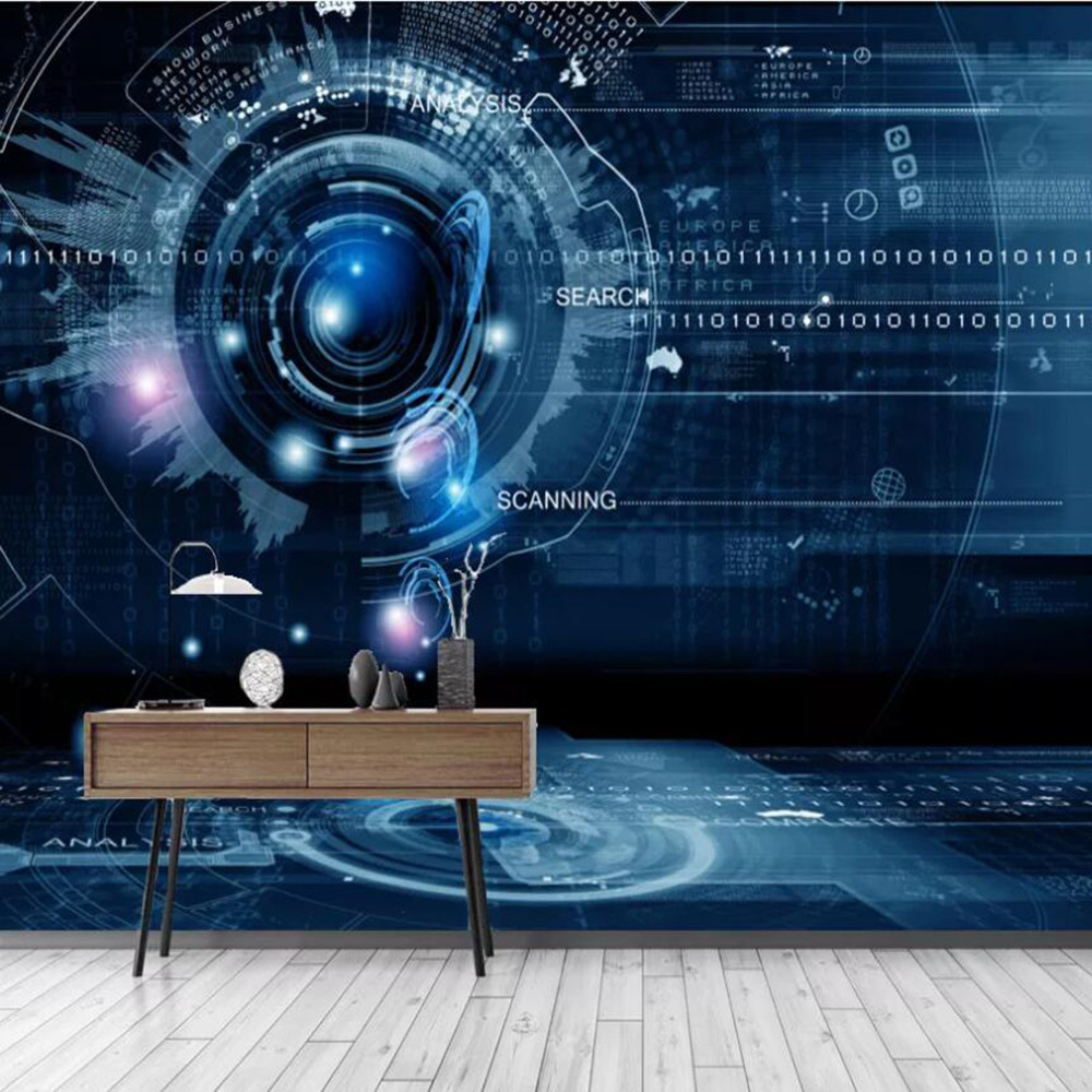 Custom Custom wallpaper mural Abstract Technology Geometric Pattern 3D ...