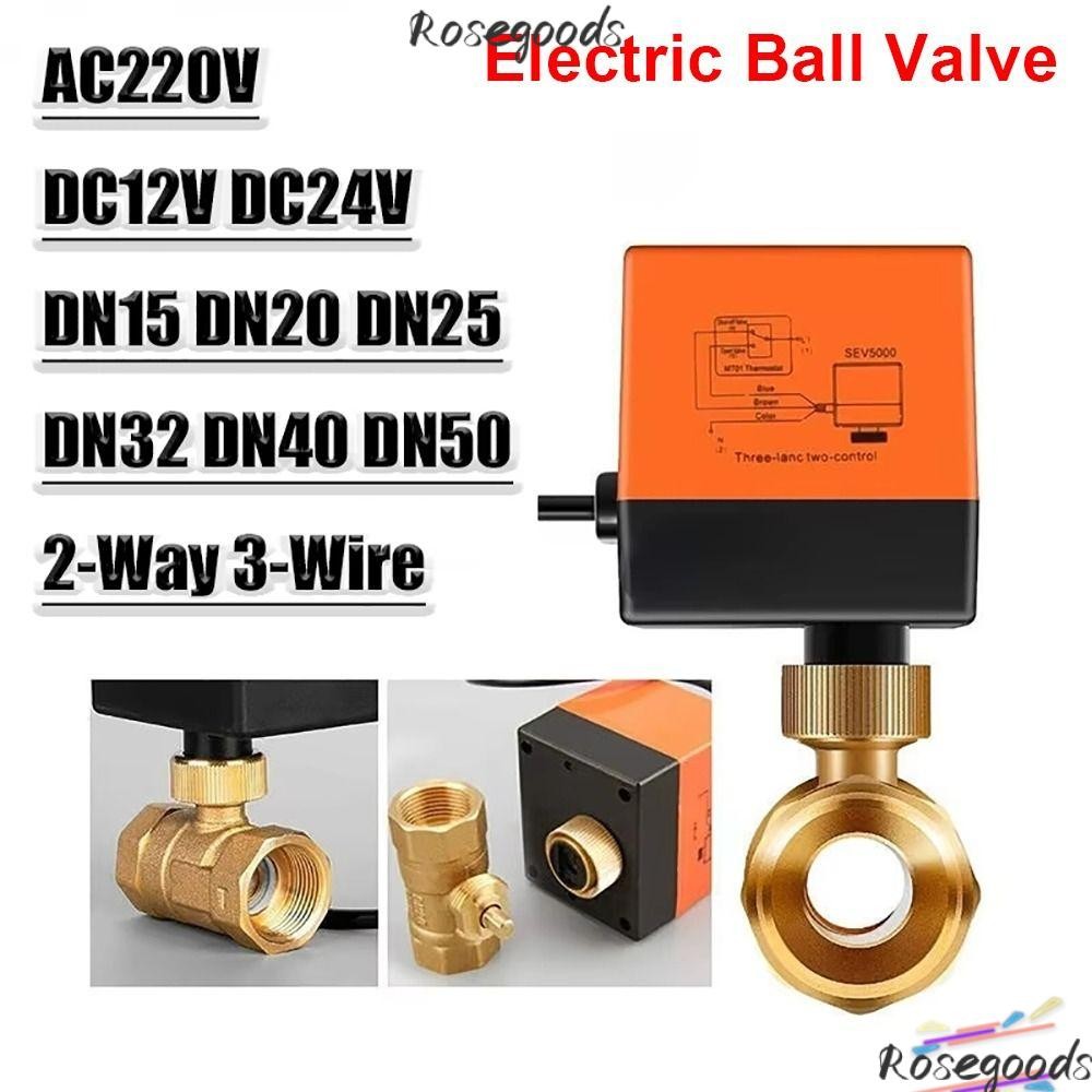 ROSEGOODS 1Pcs Electric Ball Valve, Three-Wire Two-control 220V AC 12V DC Solenoid Valve ...