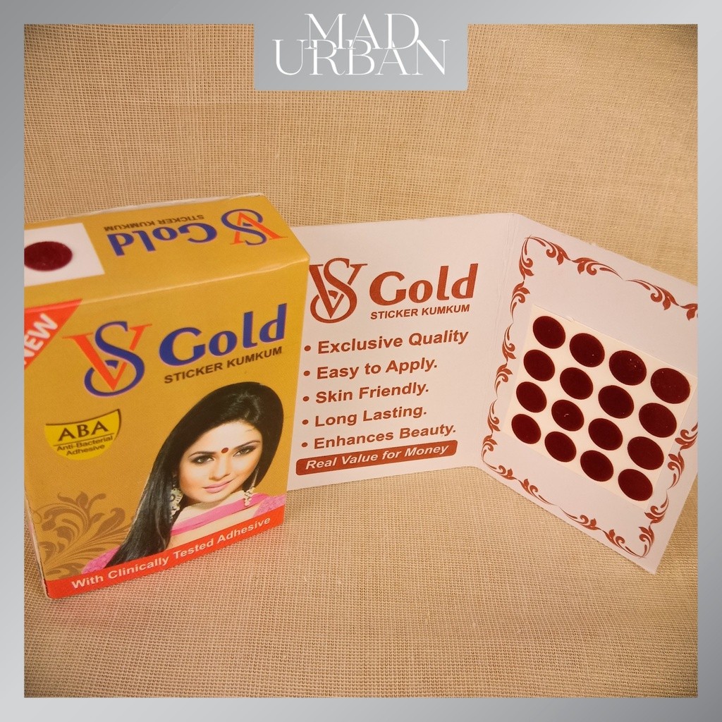 [1.1 PROMO] Black Color SV Gold Sticker Pottu Forehead Bindi Bindhi ...