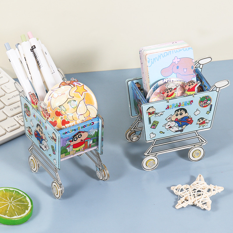 Cartoon Crayon Shin-Chan Storage Box Acrylic Wheel Rolling Shopping ...