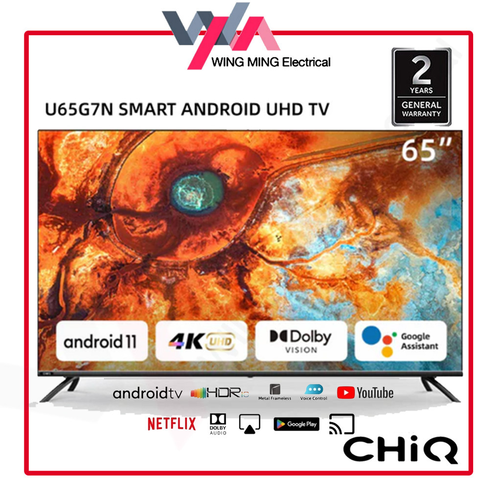 CHiQ 4K UHD 65" Full Screen LED Smart TV/Android 11/HDR10/Dolby Vision ...