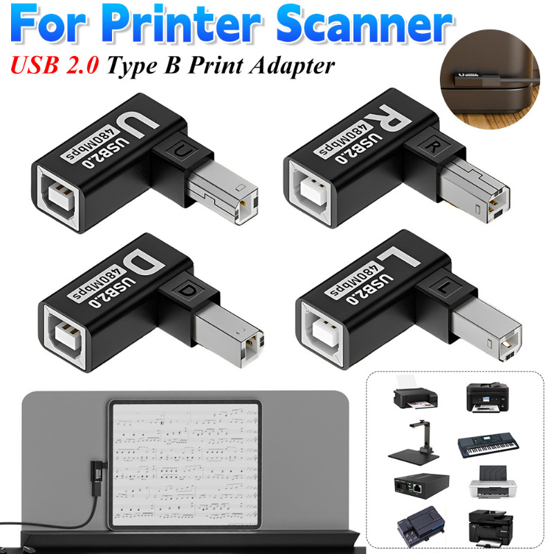 USB 2.0 Type B Print Adapter Jack Male To Female Converter 480Mbps ...