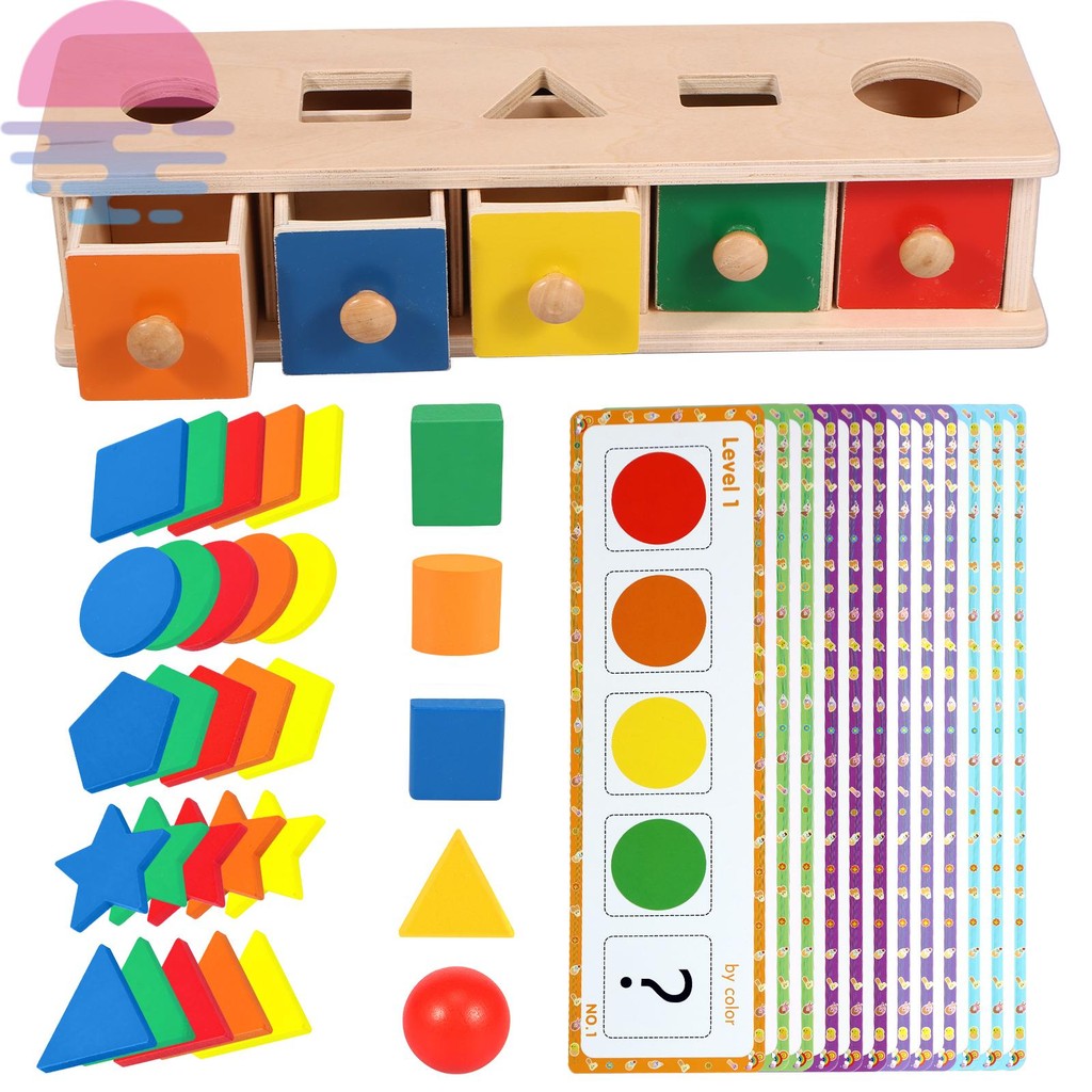 Montessori Color Shape Sorting Toy Wooden Color Shape Sorting Box ...
