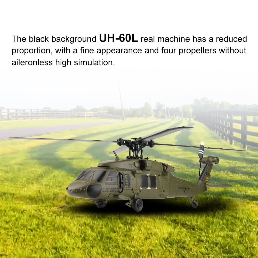 Wltoys K170 RC Helicopter UH-60L Black Hawk Dual Brushless 6-Axis Gyro 4CH 4 Bladed Aircraft ...
