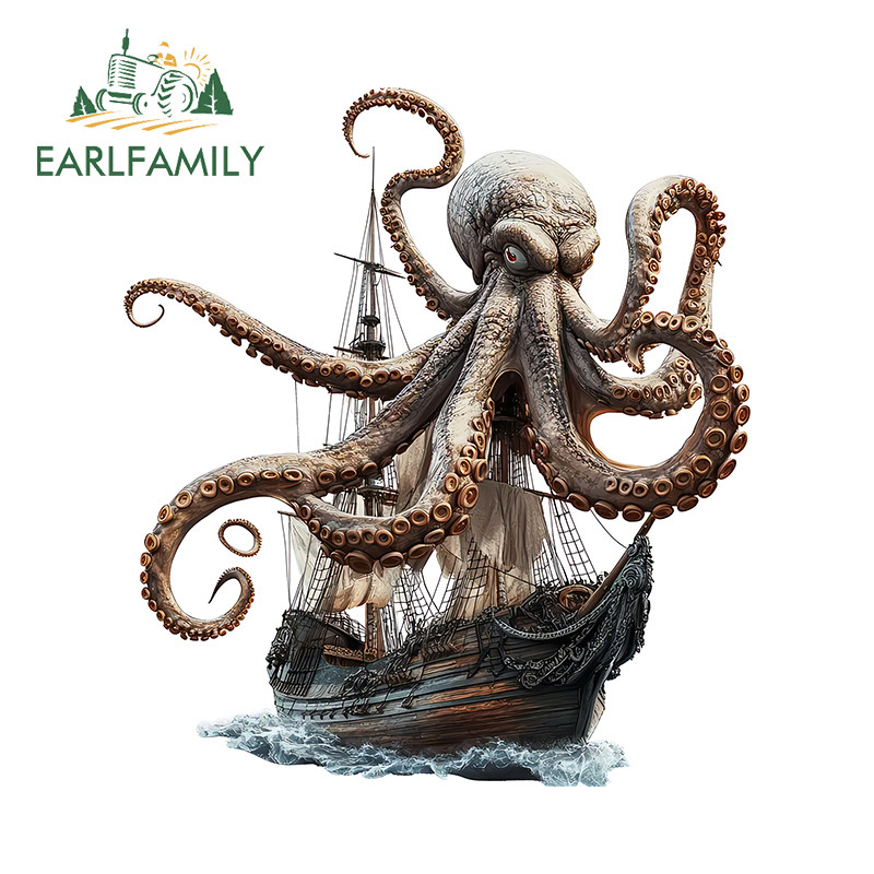 EARLFAMILY Octopus Wrapping Around Ship Car Stickers Occlusion Scratch ...