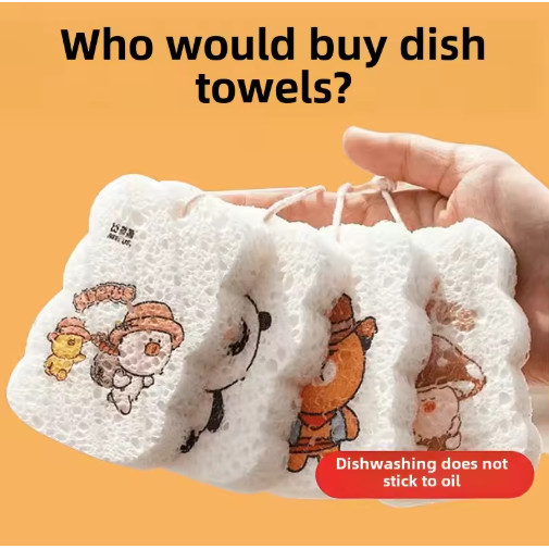 Portable Compressed Wood Pulp Cotton Sponge with Rope Kitchen ...
