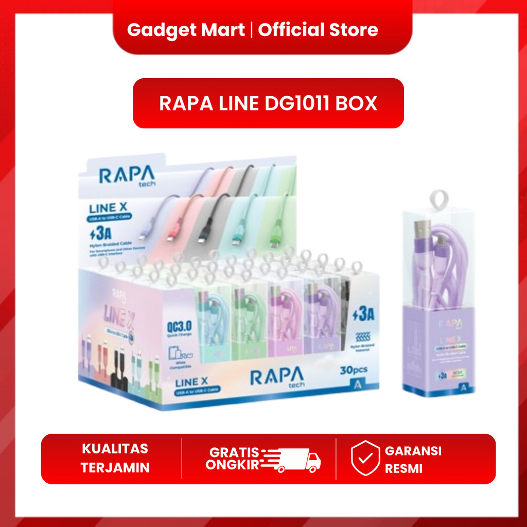 Data CABLE USB A to USB TYPE C RAPA LINE X DG1011 | Shopee Malaysia