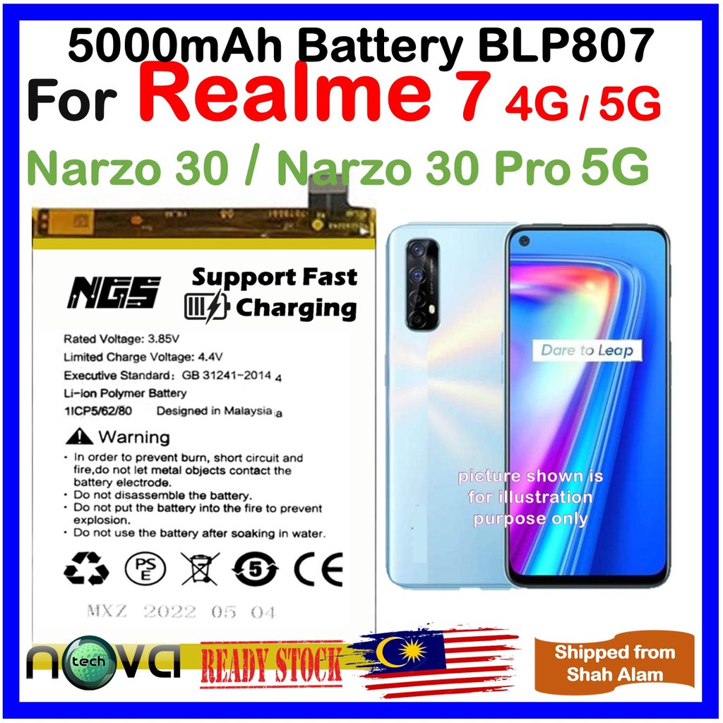 ORIGINAL NGS Brand 5000mAh Battery BLP807 Fit For Realme 7 4G / Realme ...