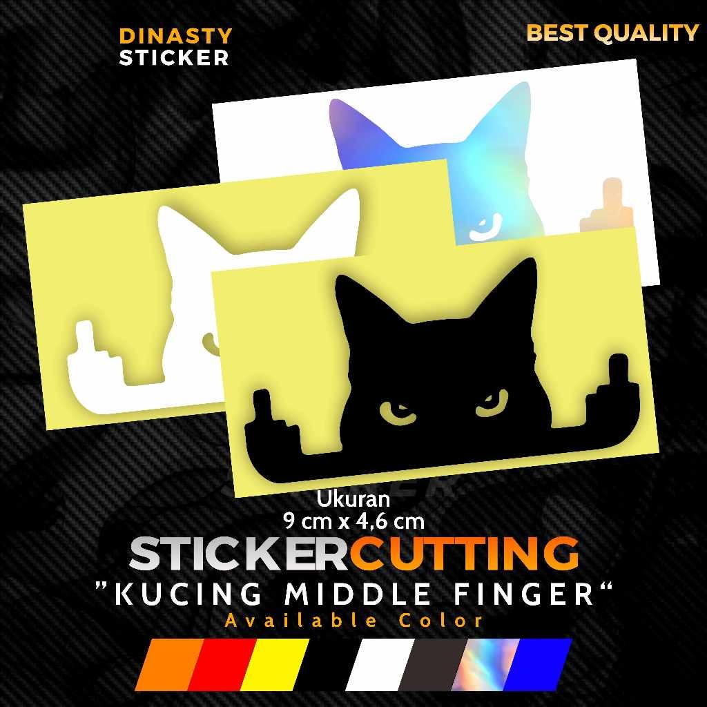 STICKER MIDDLE FINGER CAT CUTTING STICKER MEOW CAT MIDDLE FINGER FUCECT ...