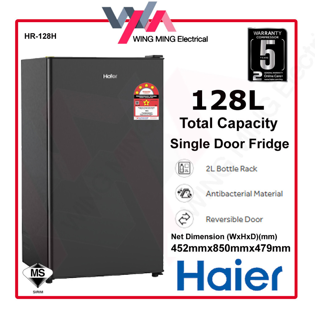 Haier 128 L 1‑Door Fridge HR‑128H Antibacterial Liner | LED Light ...