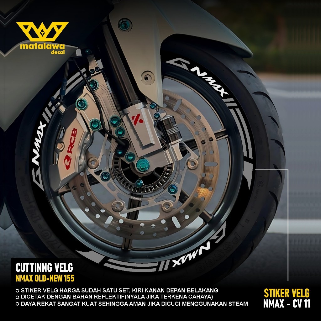 Nmax wheel rim Cutting stickers, yamaha NMAX 155 old new motorbike ring ...