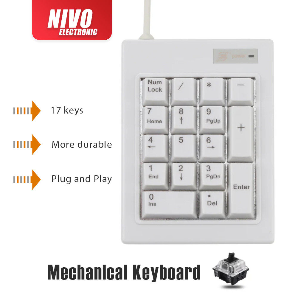 Mechanical Numeric Keypad 17 Keys Mini Numeric Keypad Portable USB Game Accounting Paddle ...