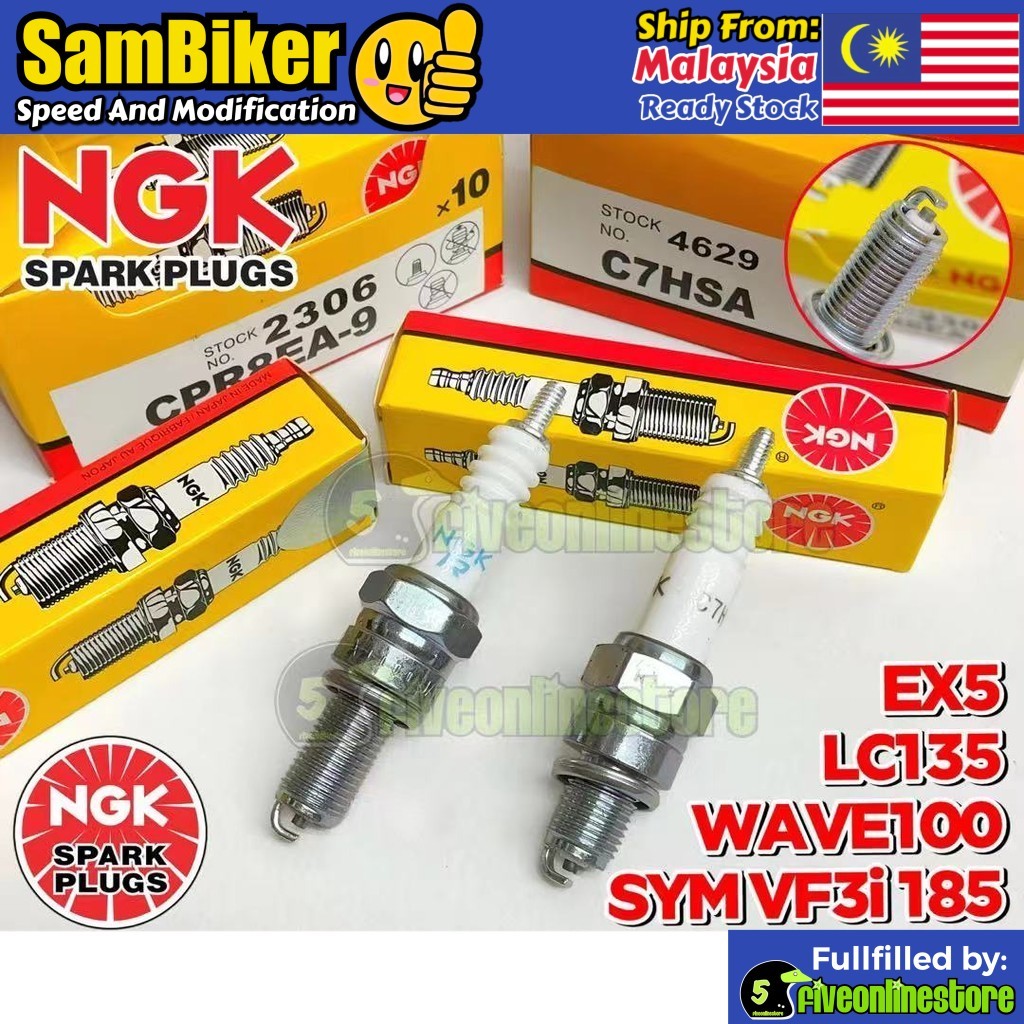 NGK Spark Plug 100% ORIGINAL CPR8EA-9 C7HSA LC135 EX5 DREAM WAVE 100 110 W125 DASH Y15 Y100 ...