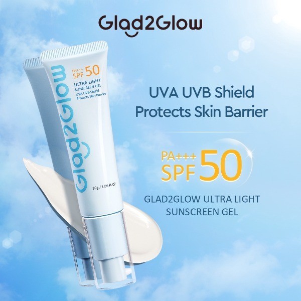 Glad2Glow Ultra Light Sunscreen Gel SPF 50 PA+++ （30g）Skincare Sunblock ...