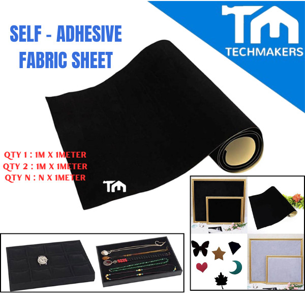 1 METER OF SELF-ADHESIVE SHEET FELT VELVET VELOUR FABRIC CRAFT STICKER ...