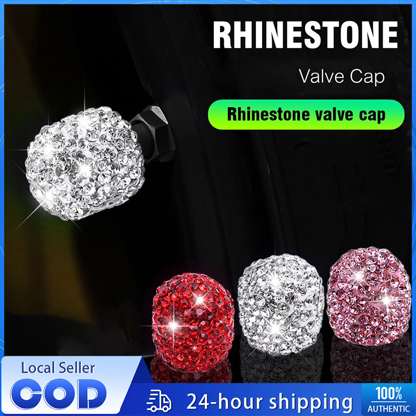 4 Pcs Crystal Rhinestone Car Tire Dustproof Valve Stem Caps Rim Stem ...