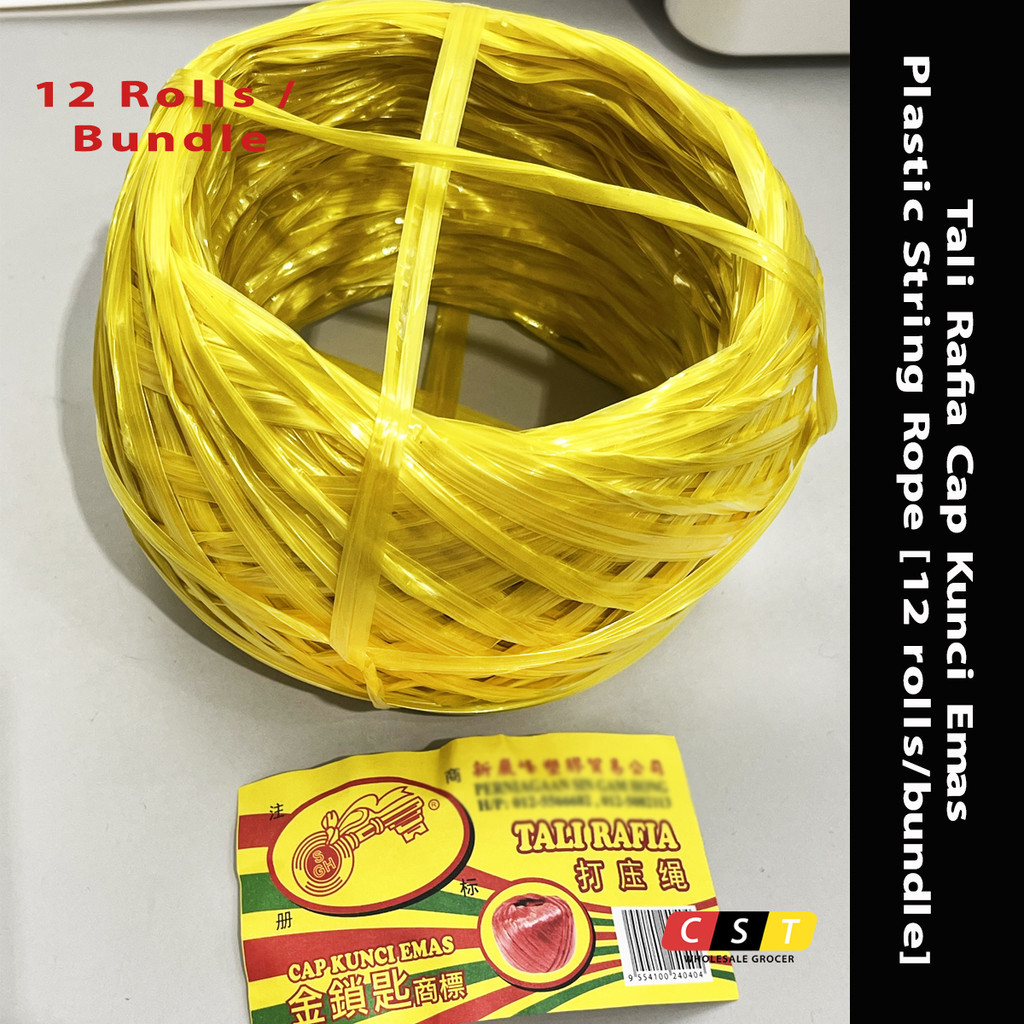 Tali Rafia Cap Kunci Emas Plastic String Rope [12 rolls/bundle ...