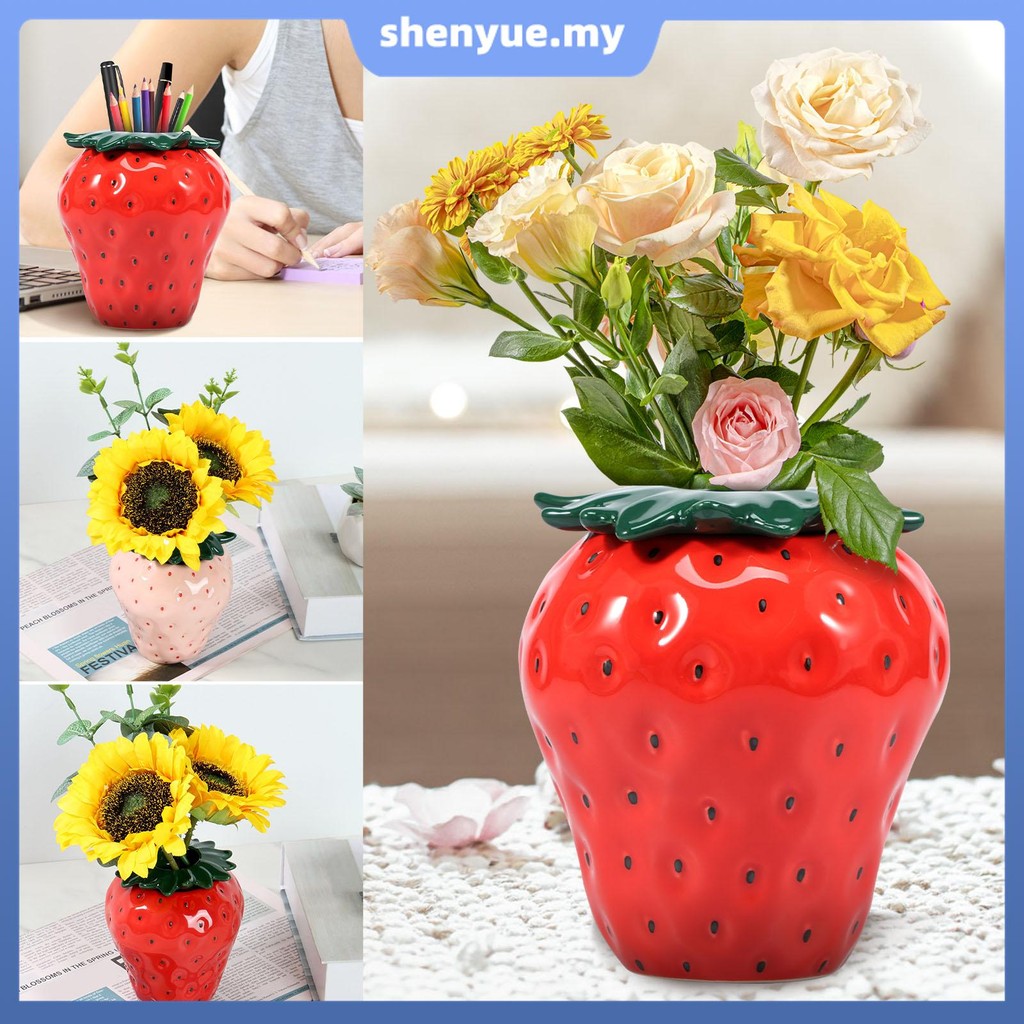 Strawberry Vase Vintage Inspired Strawberry Flower Vase Cute Ceramic ...