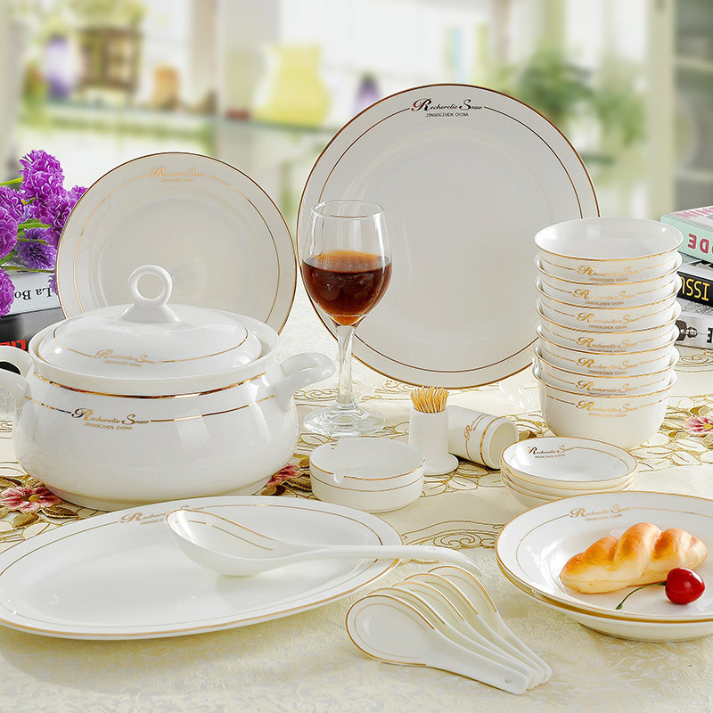 Jingdezhen Bone China Tableware Set Set Mangkuk Rumah Tangga dan ...
