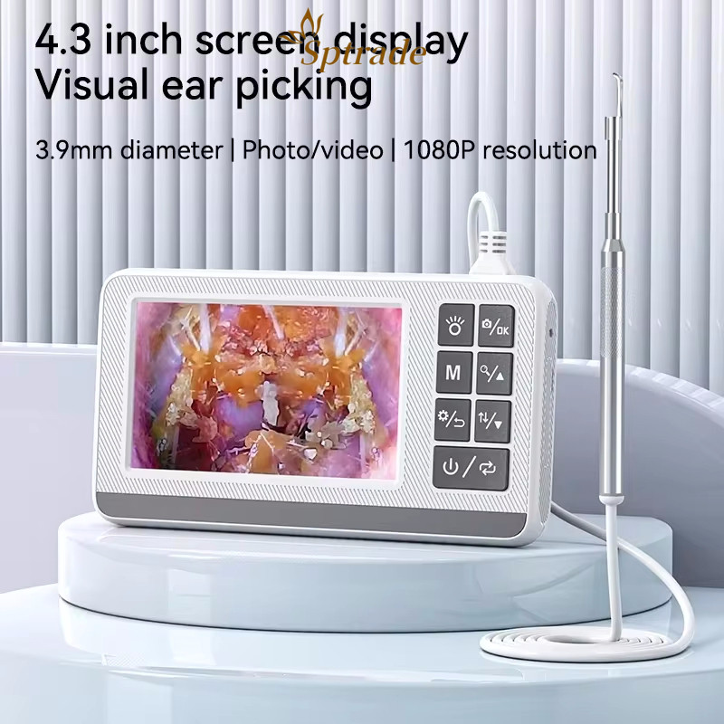 4.3inch Digital Otoscope 3.9mm Lens Dog/Cat Ear Cleaning HD1080P ...