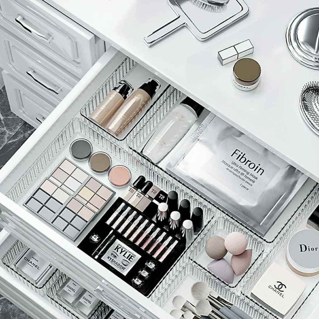 ADREN Transparent Drawer Divider, Foldable Plastic Cosmetic Tray ...