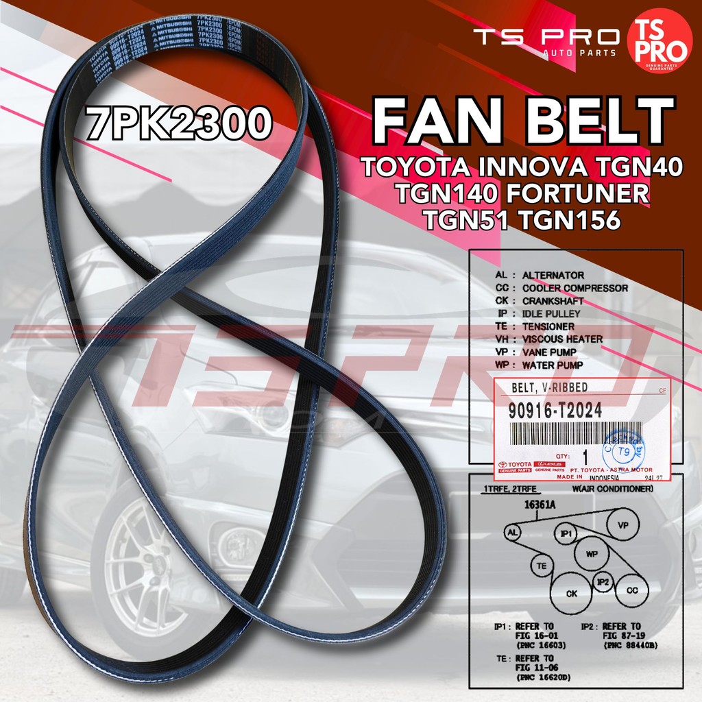 Toyota Innova TGN40 TGN140 Fortuner TGN51 TGN156 Genuine Fan Belt ...