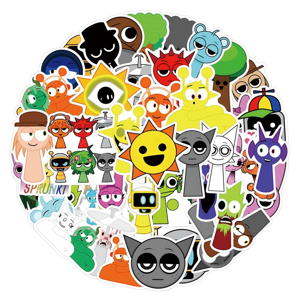 Sprunki Game Character Stickers Water Bottles Stickers Game Peripheral ...