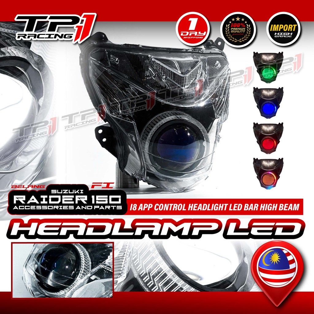 Head Lamp LED SUZUKI RAIDER 150 Fi Belang i8 APP Control 10+ Colour ...