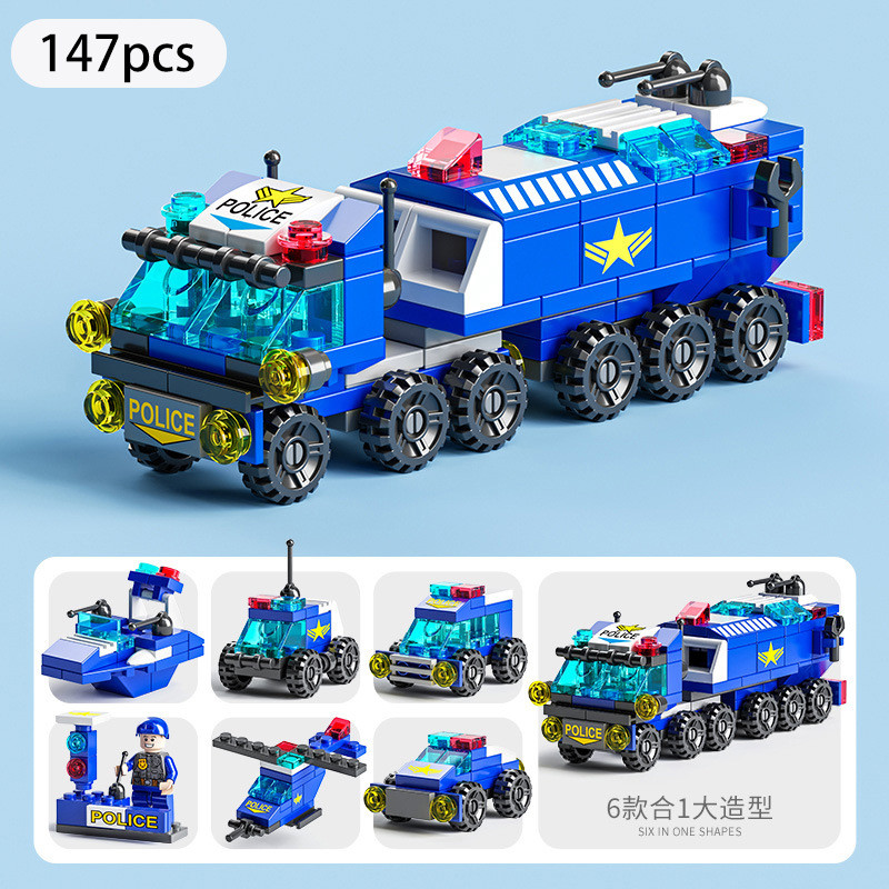 swat Building Blocks Tank Police Car Assembling Car Boy Toys Children ...