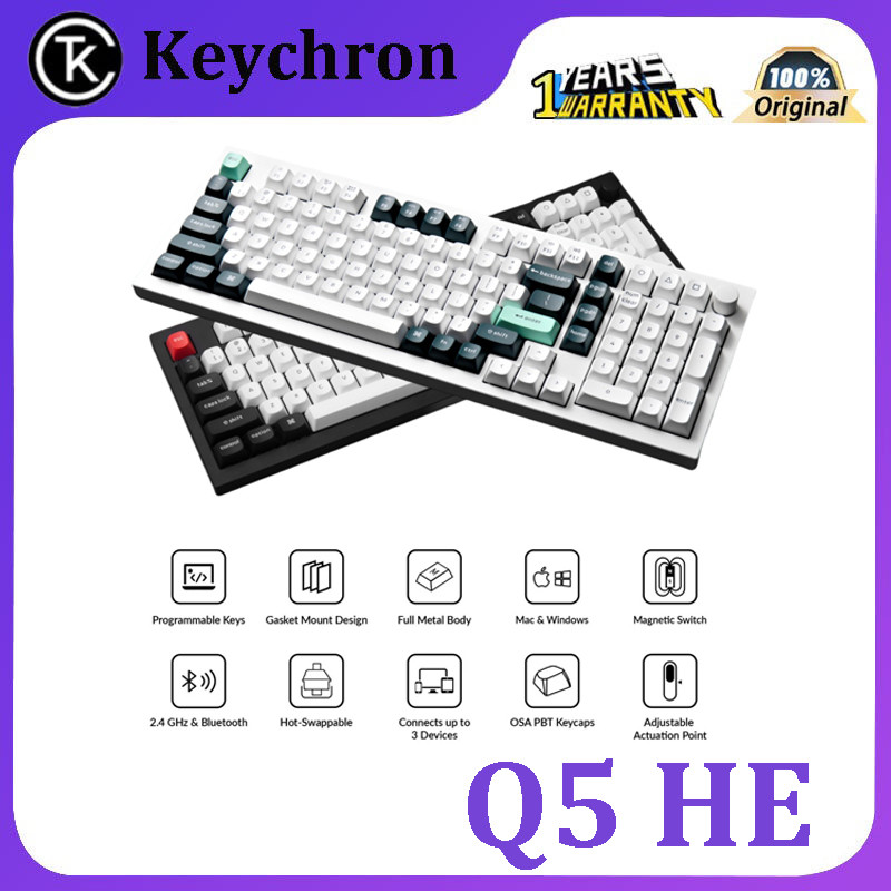 Keychron Q5 HE QMK Wireless Custom Keyboard Hall Effect Gateron double ...