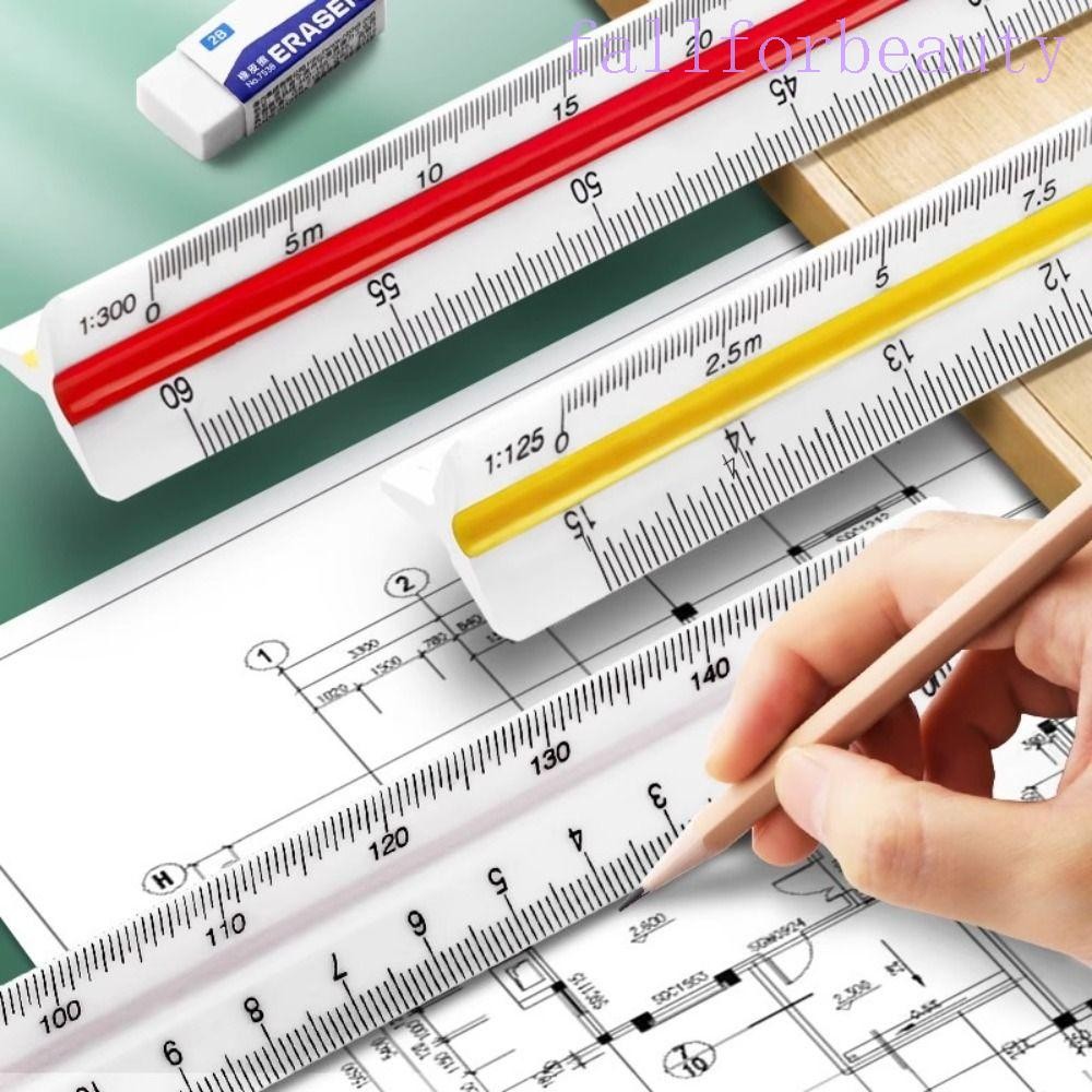 FALLFORBEAUTY Triangular Scale Ruler, Drawing 30cm Drawing Ruler ...