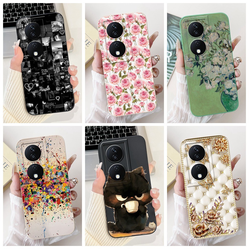 Honor X7b Case X7b 5G Aesthetic Cute Cat Fashion Funny Silicone Phone ...