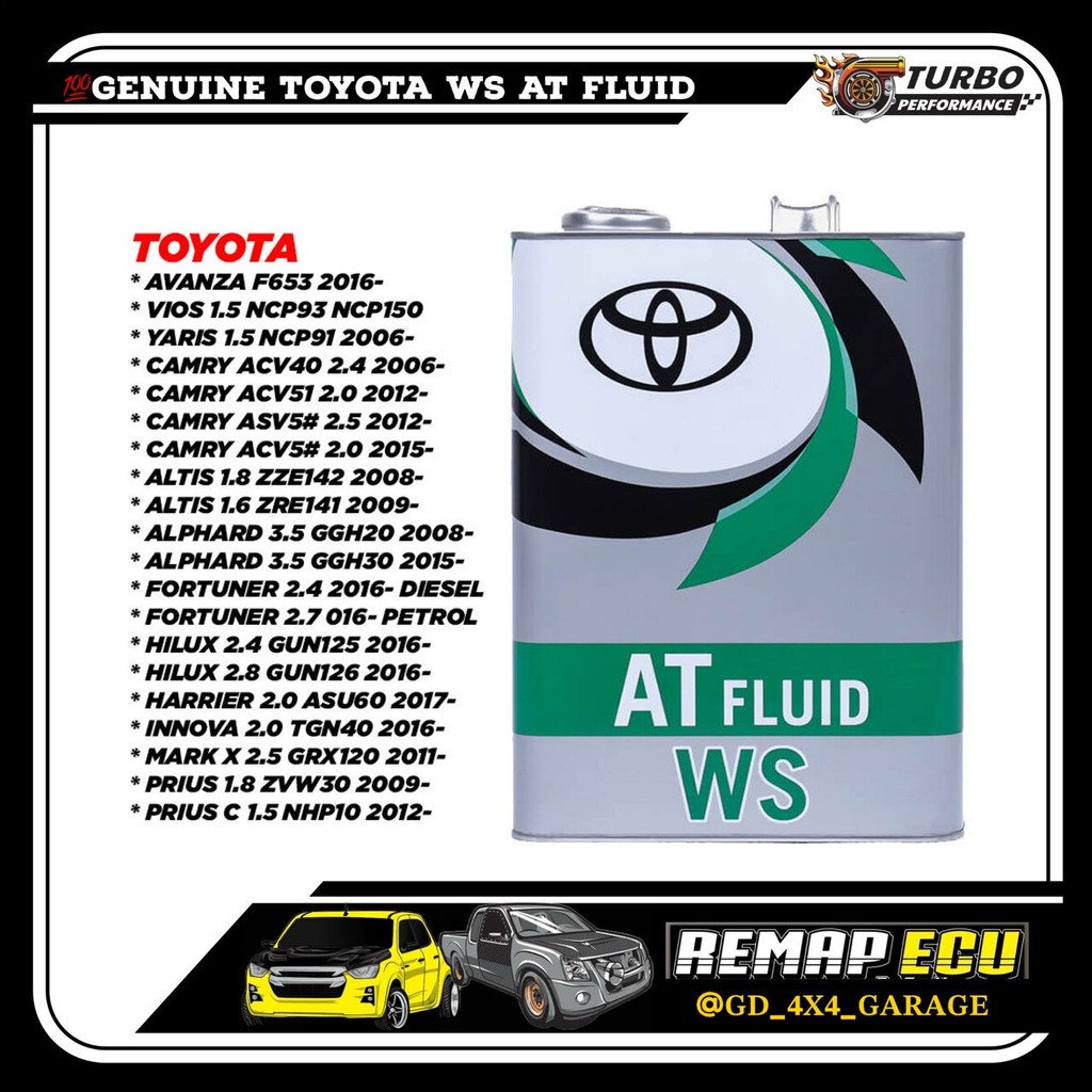 GENUINE TOYOTA WS AT FLUID GEAR BOX OIL TRANSMISSION FLUID ORIGINAL ...