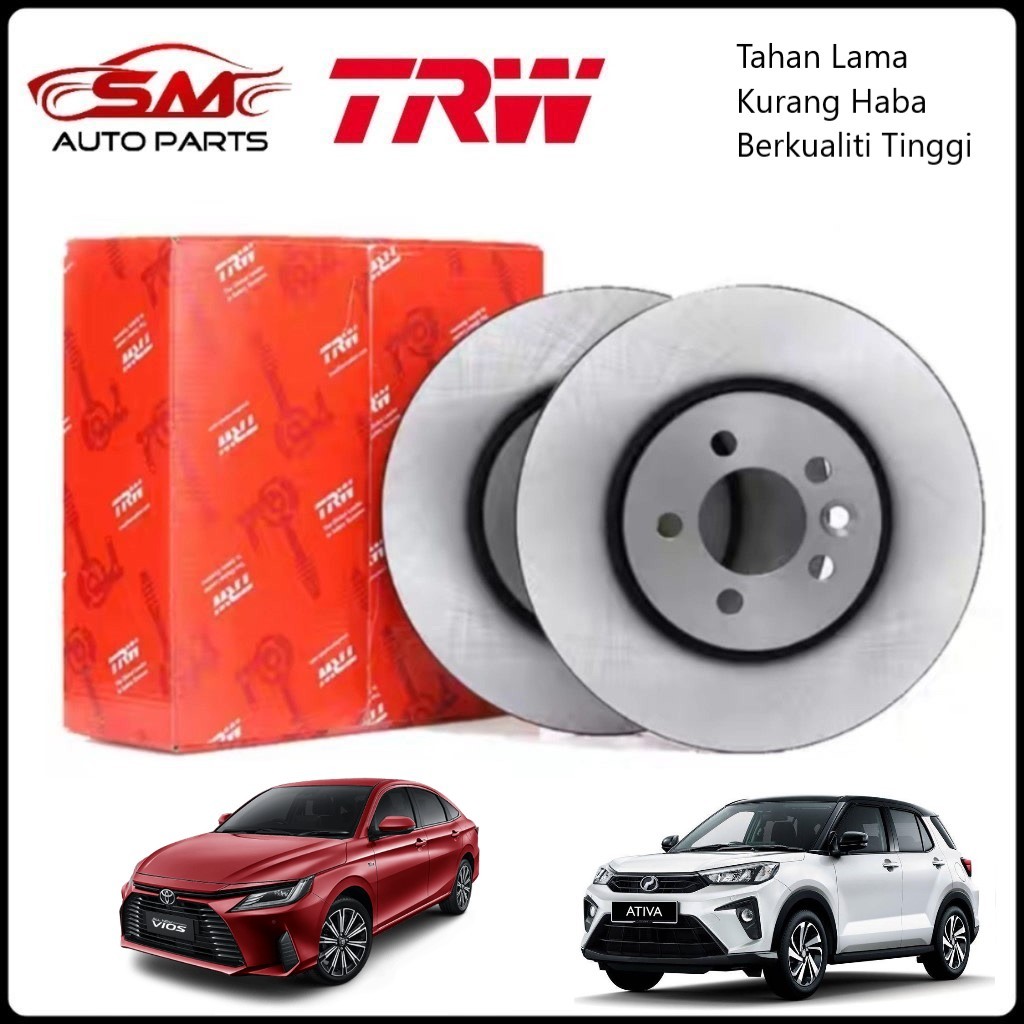 Trw Front Disc Rotor Set - Perodua Ativa Toyota Vios NCG102 ( 1pasang ...
