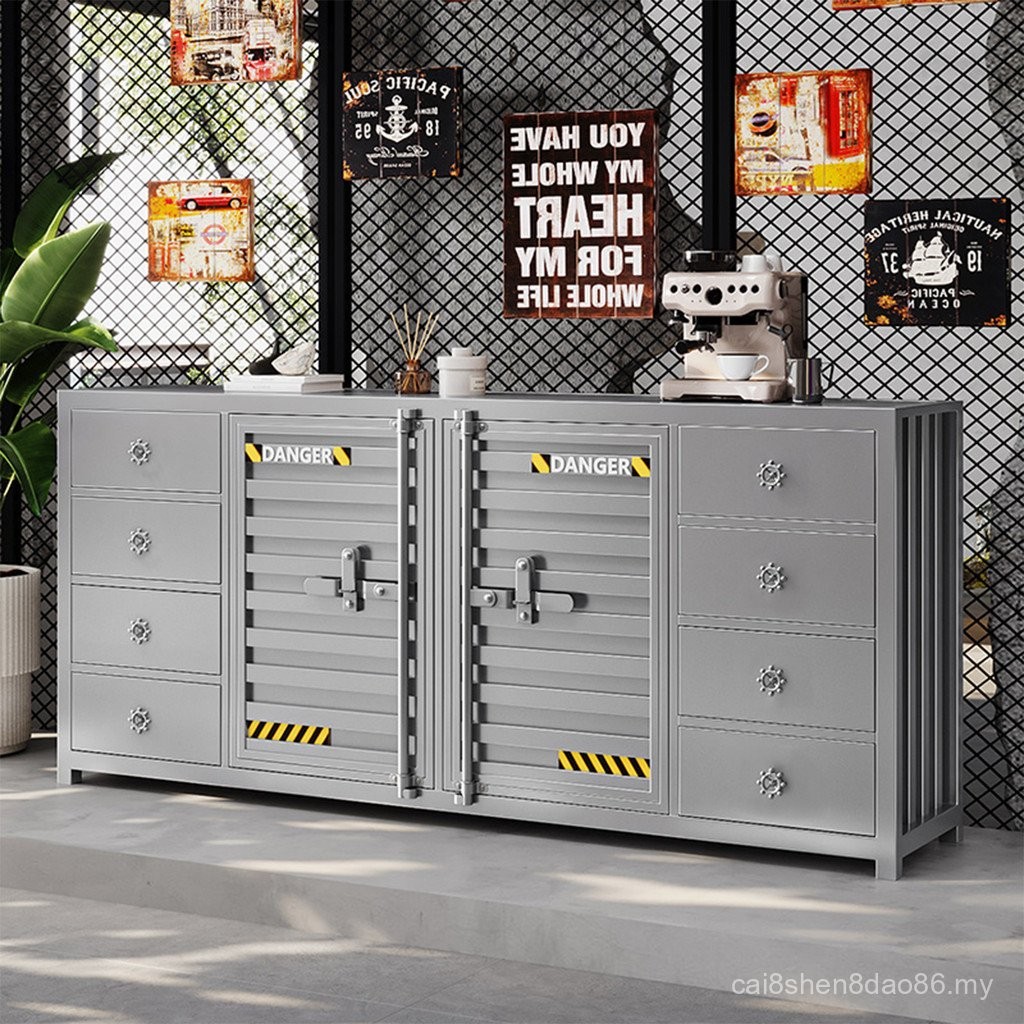 Industrial Style Locker Back Wall Integrated Dining Side Cabinet ...